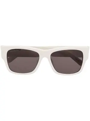 Balenciaga Logo-engraved Square Frame Sunglasses - White