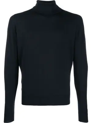 John Smedley Connell Roll-neck Jumper - Blue