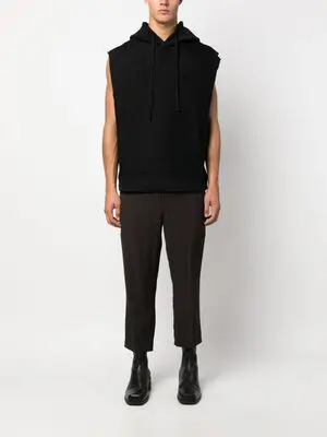 THOM KROM Ribbed-knit Sleeveless Hoodie