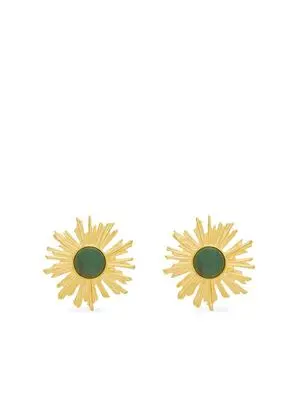 Saint Laurent Sunburst Jade Earrings