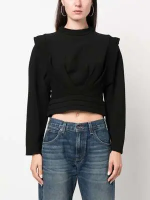 IRO PARIS Gathered V-back Cropped T-shirt
