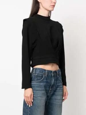 IRO PARIS Gathered V-back Cropped T-shirt