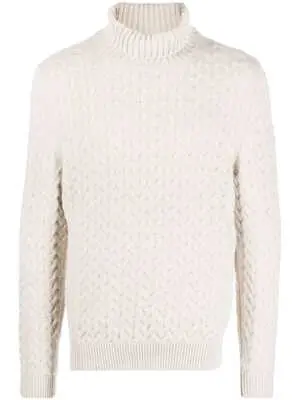 Fedeli Roll-neck Cable-knit Jumper - Neutrals