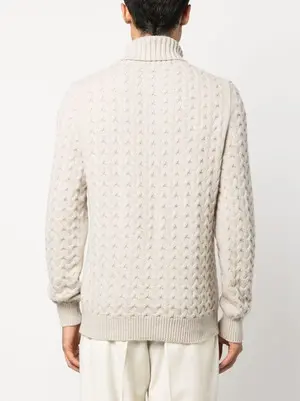 Fedeli Roll-neck Cable-knit Jumper - Neutrals