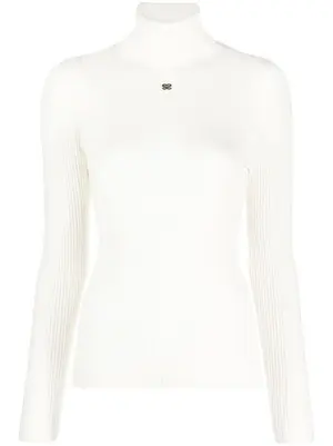 Sandro Logo-appliqué Roll-neck Jumper - White