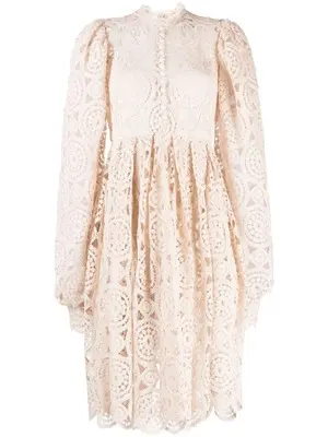 ANOUKI ANOUKI Puff-Sleeve Crochet Cotton Dress