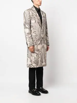 Philipp Plein Paisley-print Single-breasted Coat