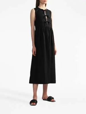 GANNI Bow-detail Cotton Midi Dress