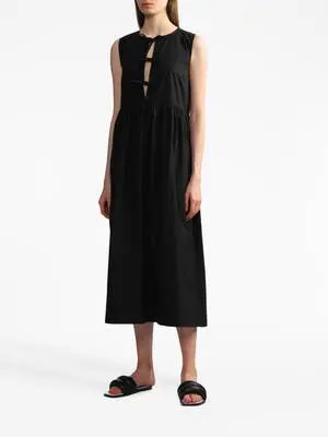 GANNI Bow-detail Cotton Midi Dress