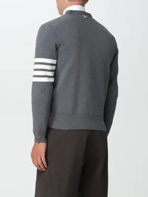 Thom Browne Cardigan With Signature Stripes - Grey