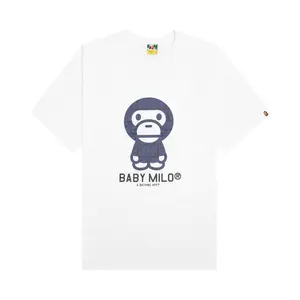 A BATHING APE Logo Monogram Baby Milo Tee - White