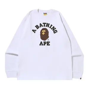 A BATHING APE College Long-sleeve Tee - White
