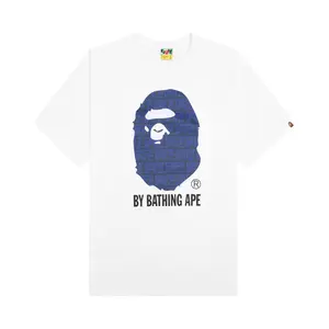 A BATHING APE Logo Monogram Bathing Ape Tee /navy - White