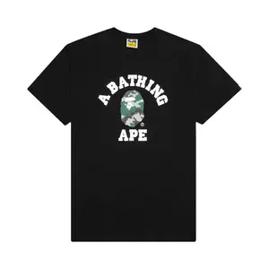 A BATHING APE Woodland Camo College Tee - Black
