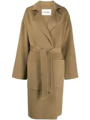 Nanushka Belted Wool-blend Coat - Neutrals