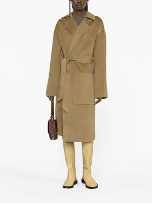 Nanushka Belted Wool-blend Coat - Neutrals