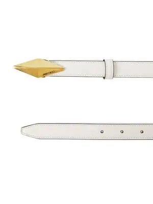 JIMMY CHOO Diamond Leather Belt - White