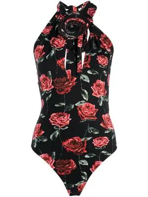 Magda Butrym Floral-print Bodysuit - Black