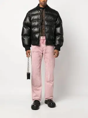 Gcds Puffer Leather Jacket