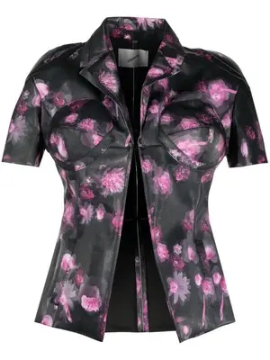 Coperni Holographic Floral Print Jacket - Black