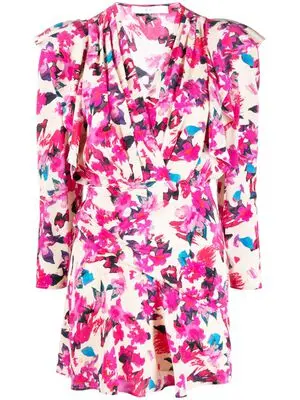 IRO PARIS Floral-print Gathered Minidress