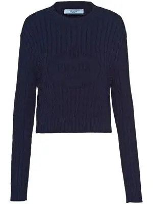 Prada Logo-intarsia Cable-knit Jumper
