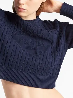 Prada Logo-intarsia Cable-knit Jumper