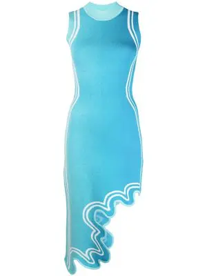 Ph5 Ydia Wave-print Asymmetric-hem Dress
