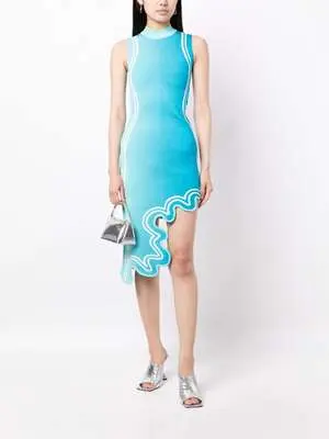 Ph5 Ydia Wave-print Asymmetric-hem Dress