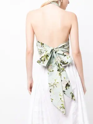 Erdem Luna Floral-print Top - Green