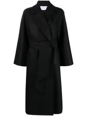 Harris Wharf London Belted Virgin-wool Long Coat - Black