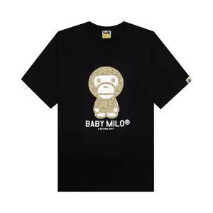 A BATHING APE Logo Monogram Baby Milo Tee /beige - Black