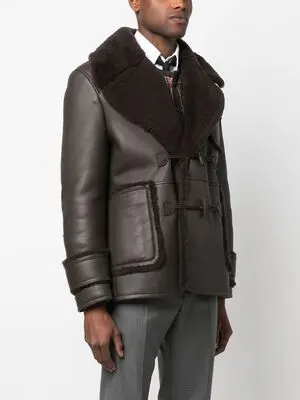 Thom Browne Shearling-collar Double-breasted Coat