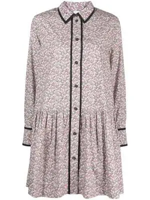 GANNI Floral-print Organic Cotton Minidress - Pink
