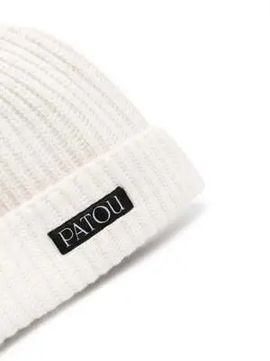 PATOU Logo-patch Ribbed Beanie - White