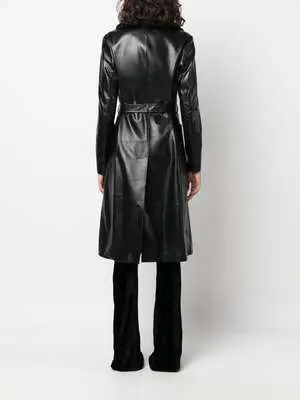 Bally Shearling-collar Leather Trench Coat