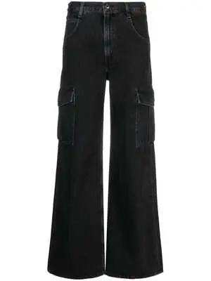 AGOLDE Mid-rise Wide-leg Jeans - Black