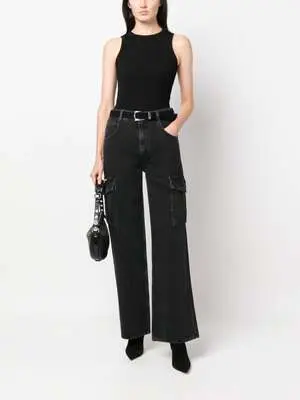 AGOLDE Mid-rise Wide-leg Jeans - Black