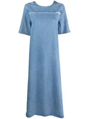 GANNI Scoop-back Denim Midi Dress