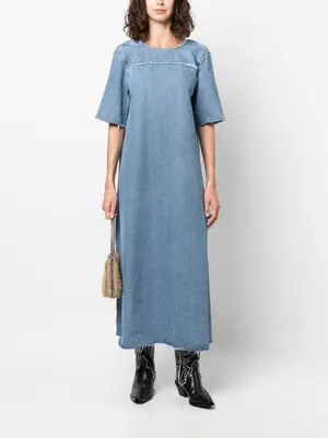 GANNI Scoop-back Denim Midi Dress