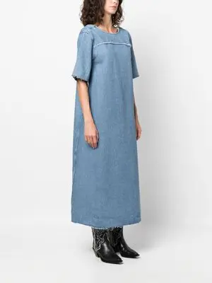 GANNI Scoop-back Denim Midi Dress