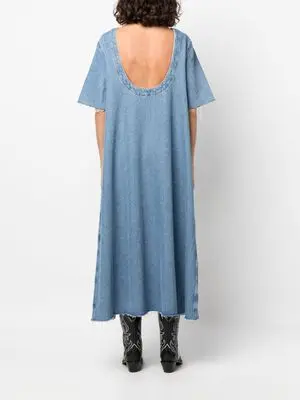 GANNI Scoop-back Denim Midi Dress