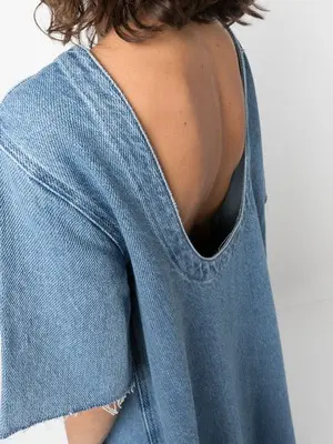 GANNI Scoop-back Denim Midi Dress