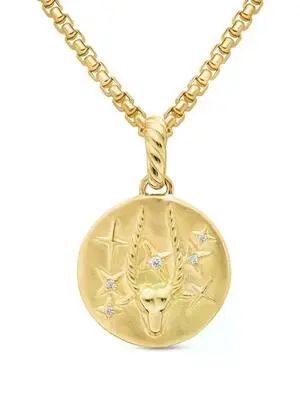 David Yurman 18kt Yellow Capricorn Diamond Amulet Pendant - Gold