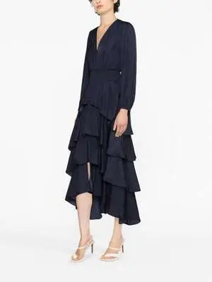 Maje Ruffled Midi Dress - Blue