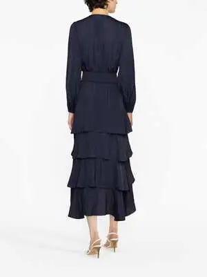 Maje Ruffled Midi Dress - Blue
