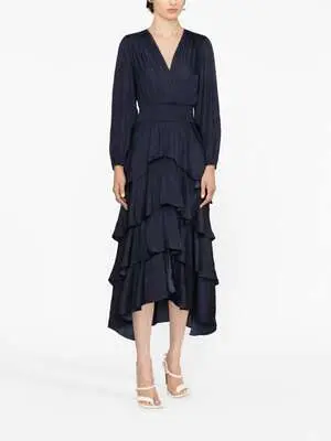 Maje Ruffled Midi Dress - Blue