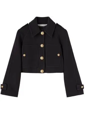 Palm Angels Virgin-wool Blend Cropped Coat - Blue
