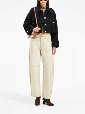 Palm Angels Virgin-wool Blend Cropped Coat - Blue