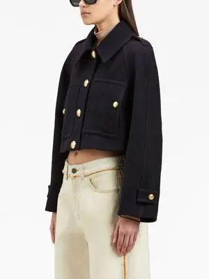 Palm Angels Virgin-wool Blend Cropped Coat - Blue